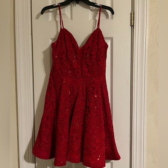 Speechless | Dresses | Speechless Red Shimmer Lace Prom Dress | Poshmark